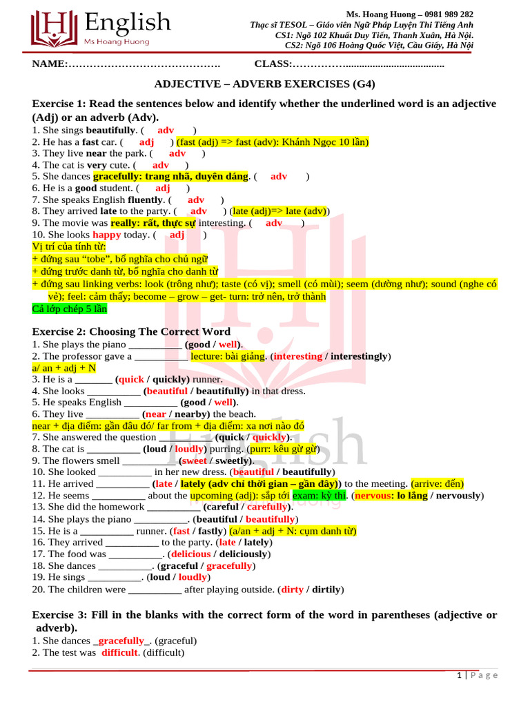 Adjective - Adverb - Grade 4 4.2 | PDF | Semantic Units