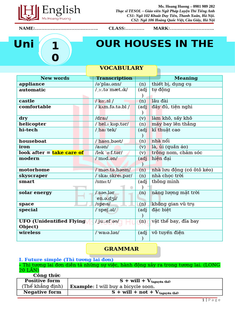 G6-Unit 10-Our Houses in The Future 1.4 | PDF