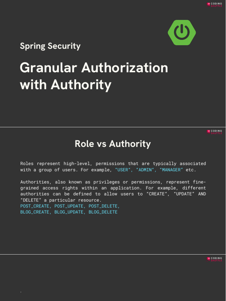Granular Authorization With Authority (6.5) | PDF