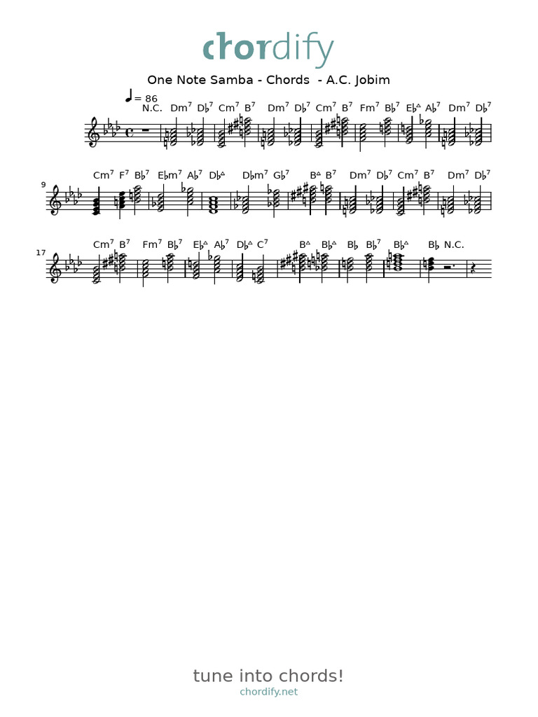 One Note Samba - Chords - A.C. Jobim | PDF