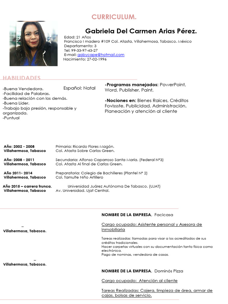 Gabriela Arias Curriculum | PDF