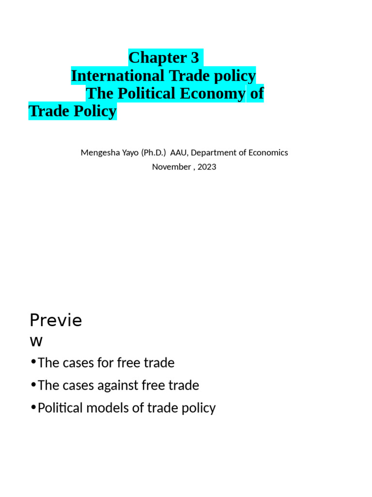 Chapter 3-Political Economony of Trade Policy - Semi-2023 | PDF ...