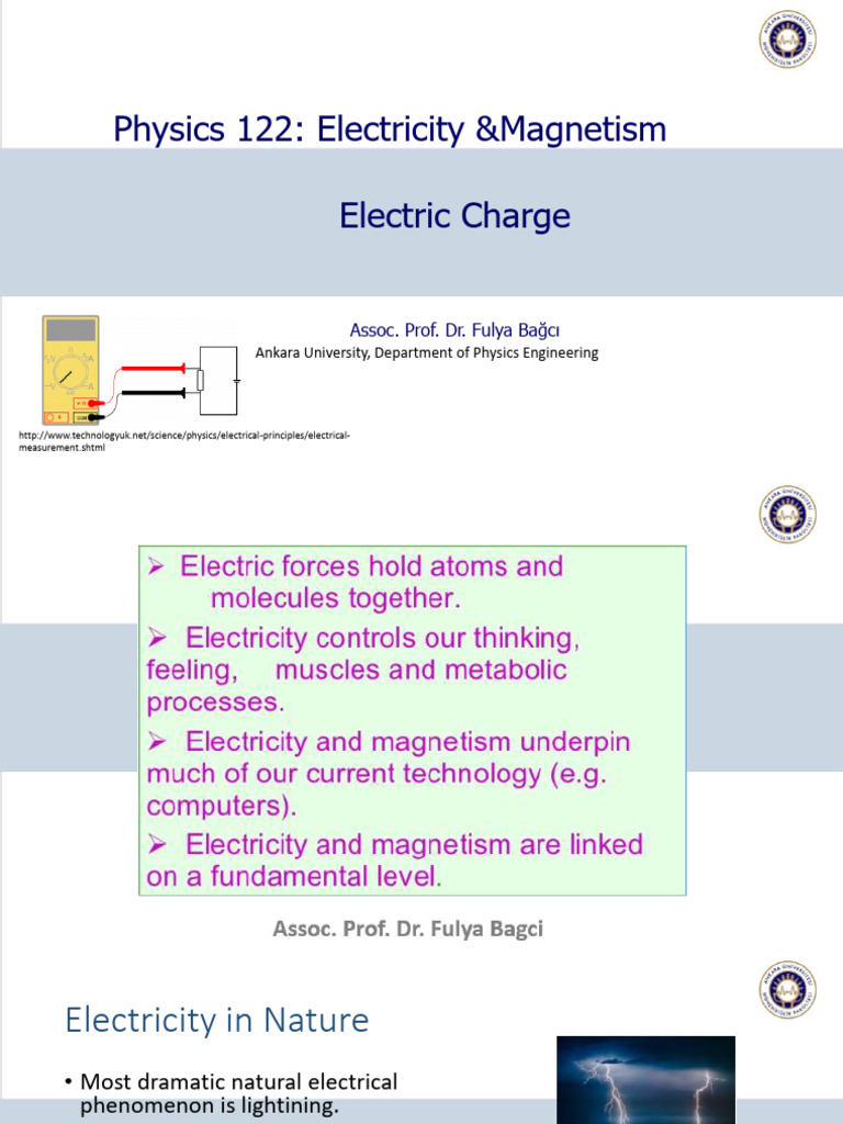 23 - 1 - Electric Charge - AssocProf - FulyaBagci | PDF | Electric Charge | Electron