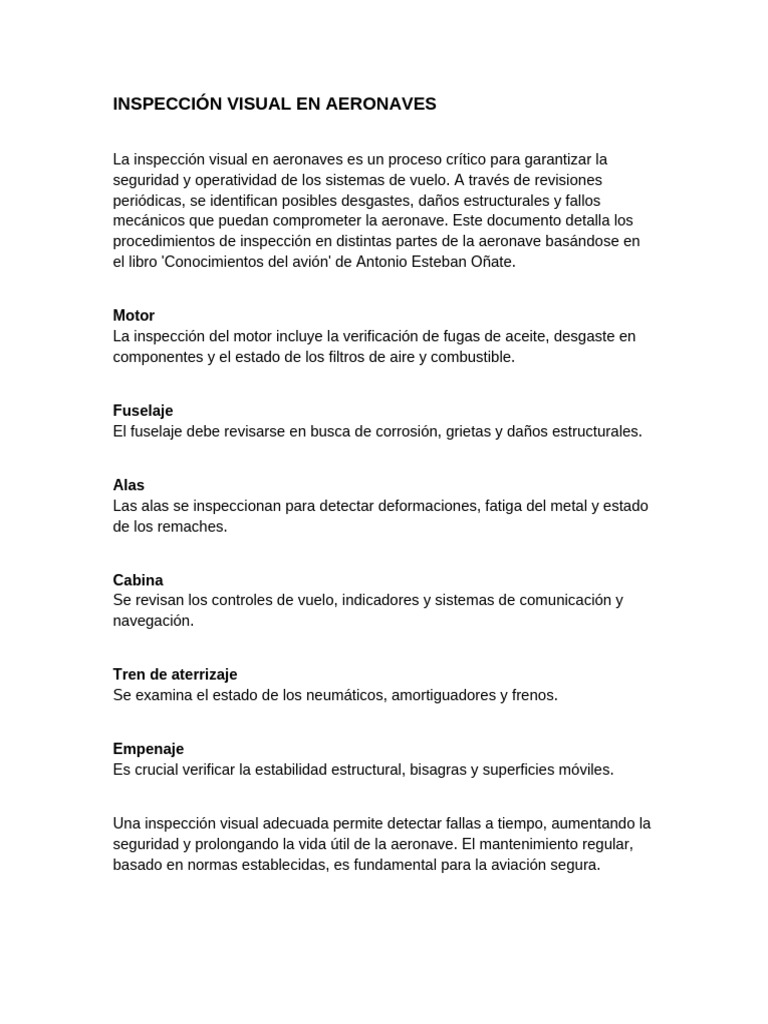 Inspección Visual en Aeronaves: Guía Esencial | PDF