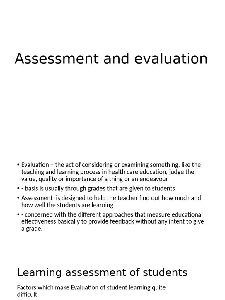 5. Assessment and Evaluation | PDF | Multiple Choice | Evaluation