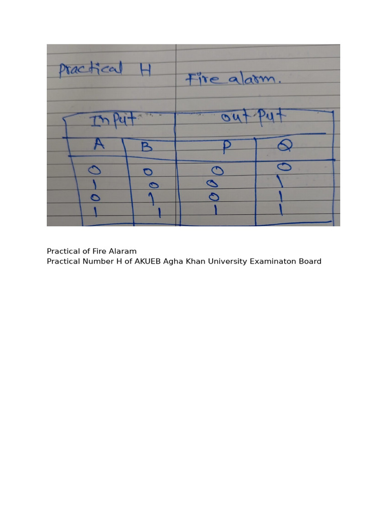 Practical of Fire Alaram Practical Number H of AKUEB Agha Khan University Examinaton Board | PDF