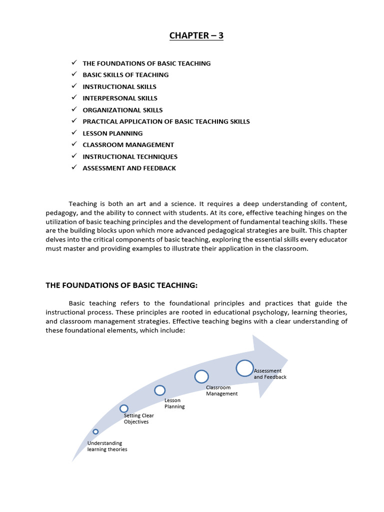 CHAPTER - 3 Teaching Skills | PDF | Teachers | Learning Theory (Education)