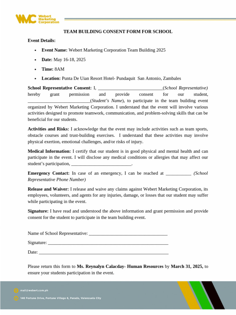 Consent Letter For Team Building For Ojt | PDF