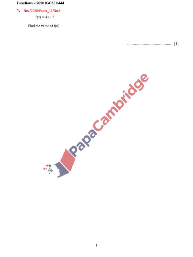 2020 Functions Igcse 0444 Pdf
