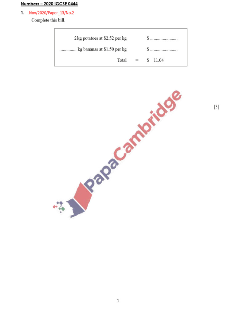 2020 Numbers IGCSE 0444 | PDF