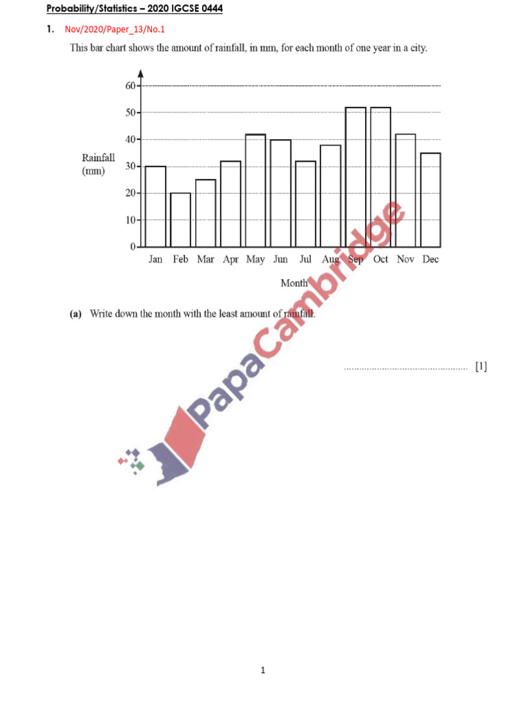 2020 Probability and Statistics IGCSE 0444 | PDF