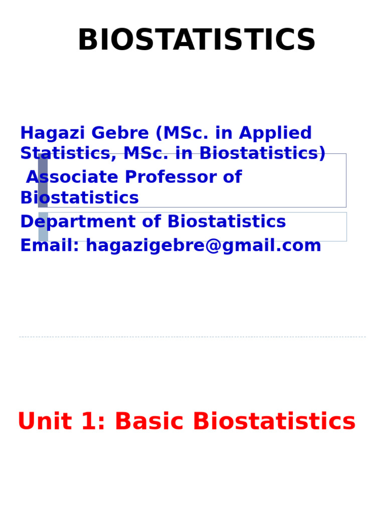 Lecture 1 Introduction To Biostatistics Feb 2018 Pdf Statistics Level Of Measurement