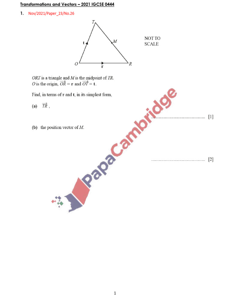 2021-Transformations-and-Vectors-IGCSE-0444 | PDF