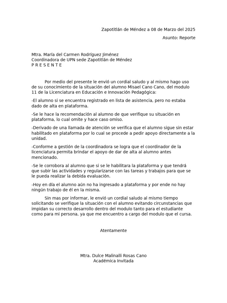 Reporte Malinalli | PDF
