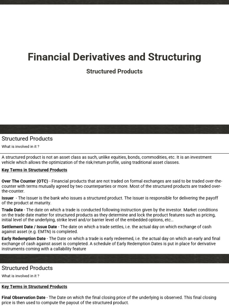 Structured Products-Till Now | PDF | Derivative (Finance) | Option ...