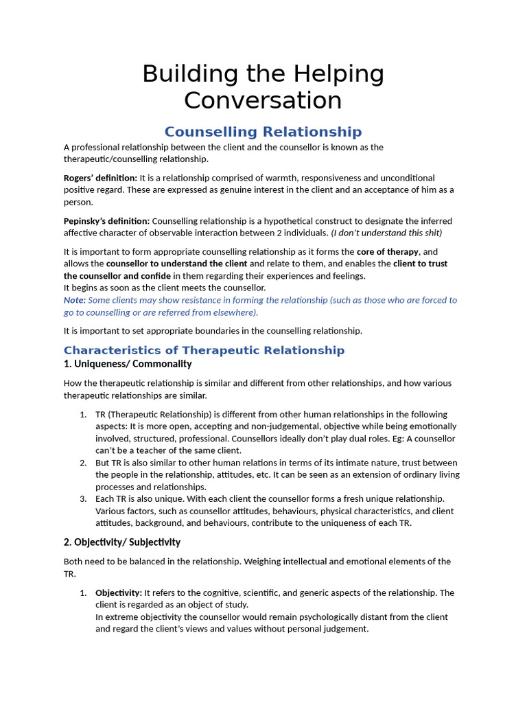 Ch5 - Building The Helping Conversation | PDF | Nonverbal Communication ...