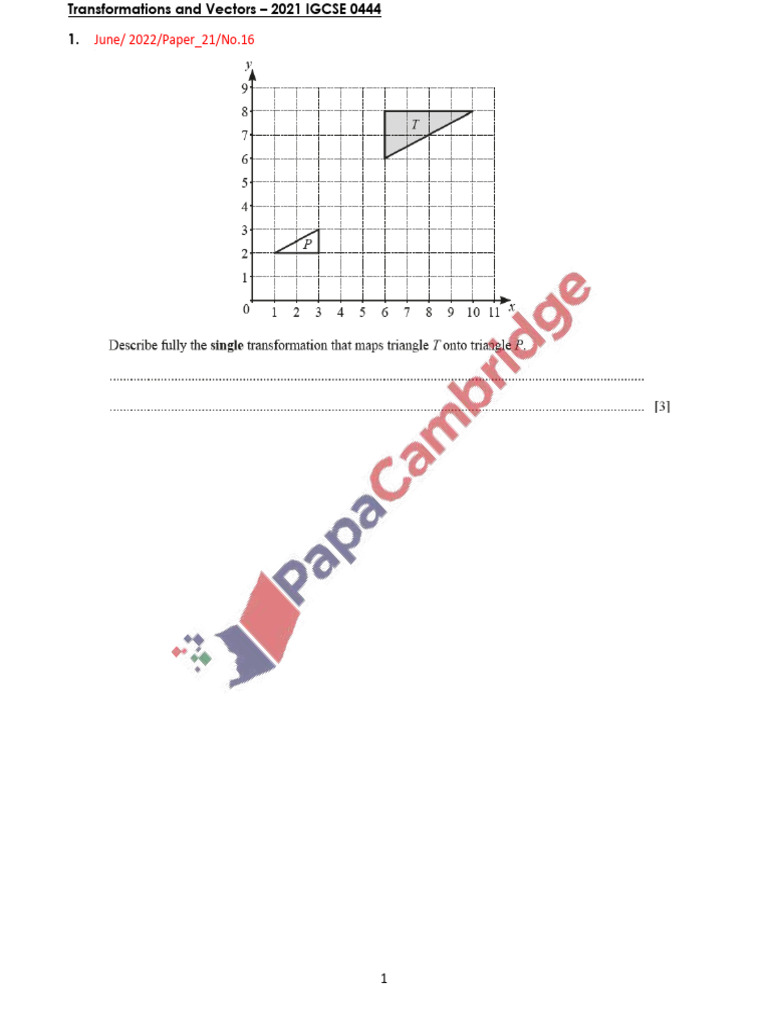 2022-Transformations-and-Vectors-IGCSE-0444 | PDF