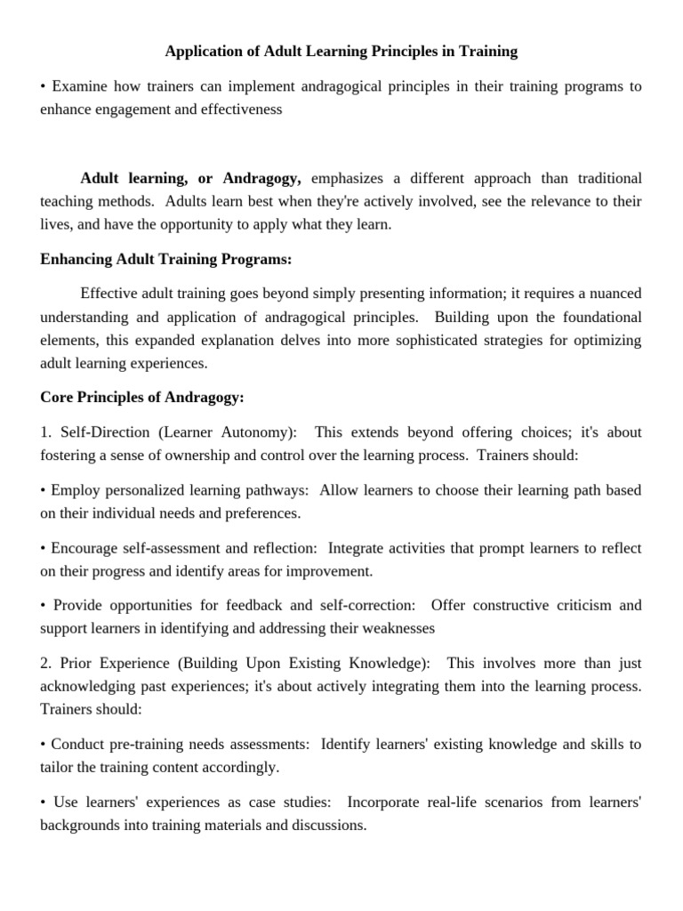 Enhancing Adult Learning Through Andragogy | PDF | Learning | Human ...