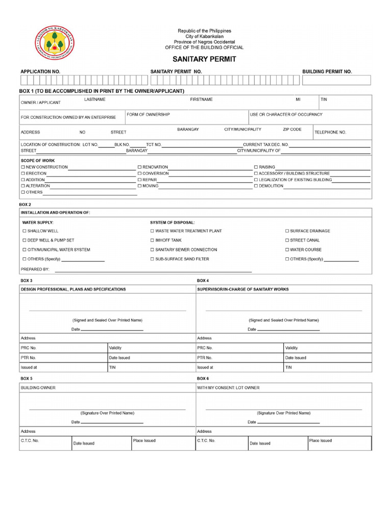 Sanitary Permit Front | PDF