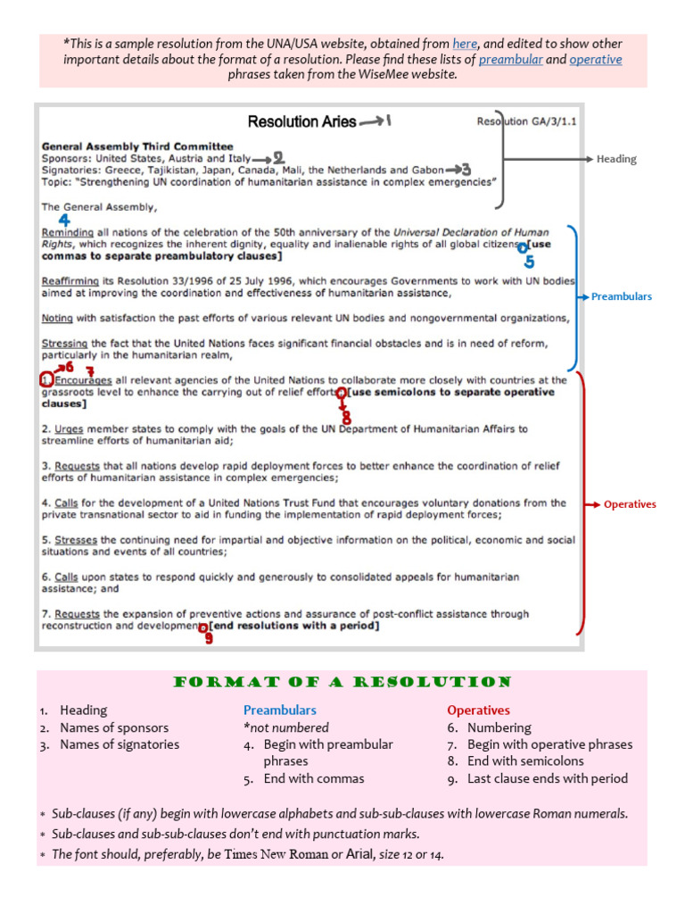 Resolution Format in MUN | PDF