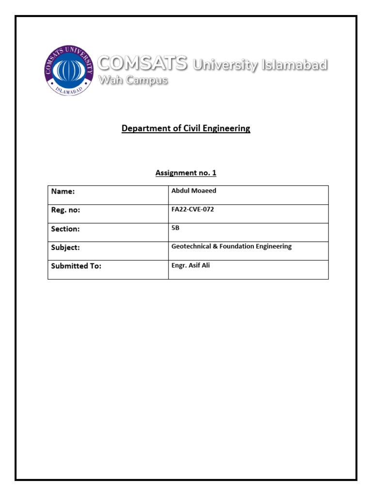 Assignment no. 1 GeoTech Engineering | PDF | Deep Foundation | Drainage