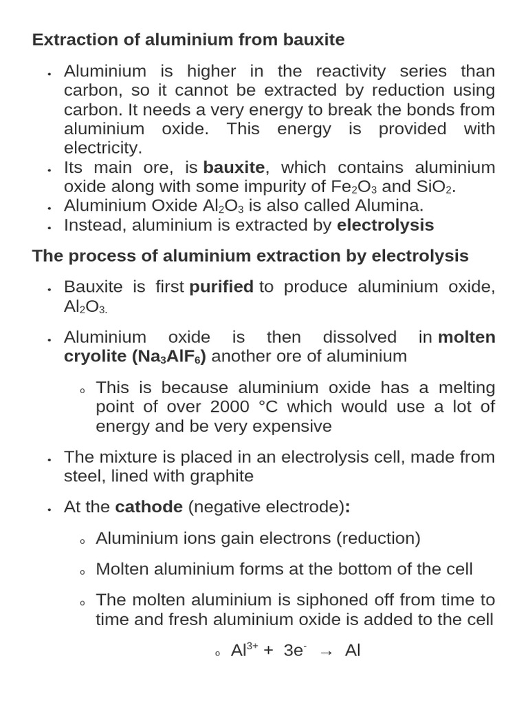 Aluminium Extraction from Bauxite Process | PDF