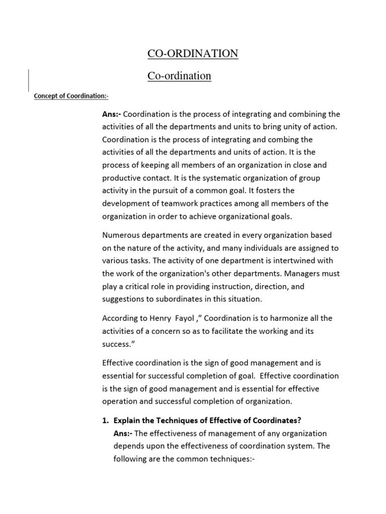 coordination | PDF | Leadership | Hierarchy