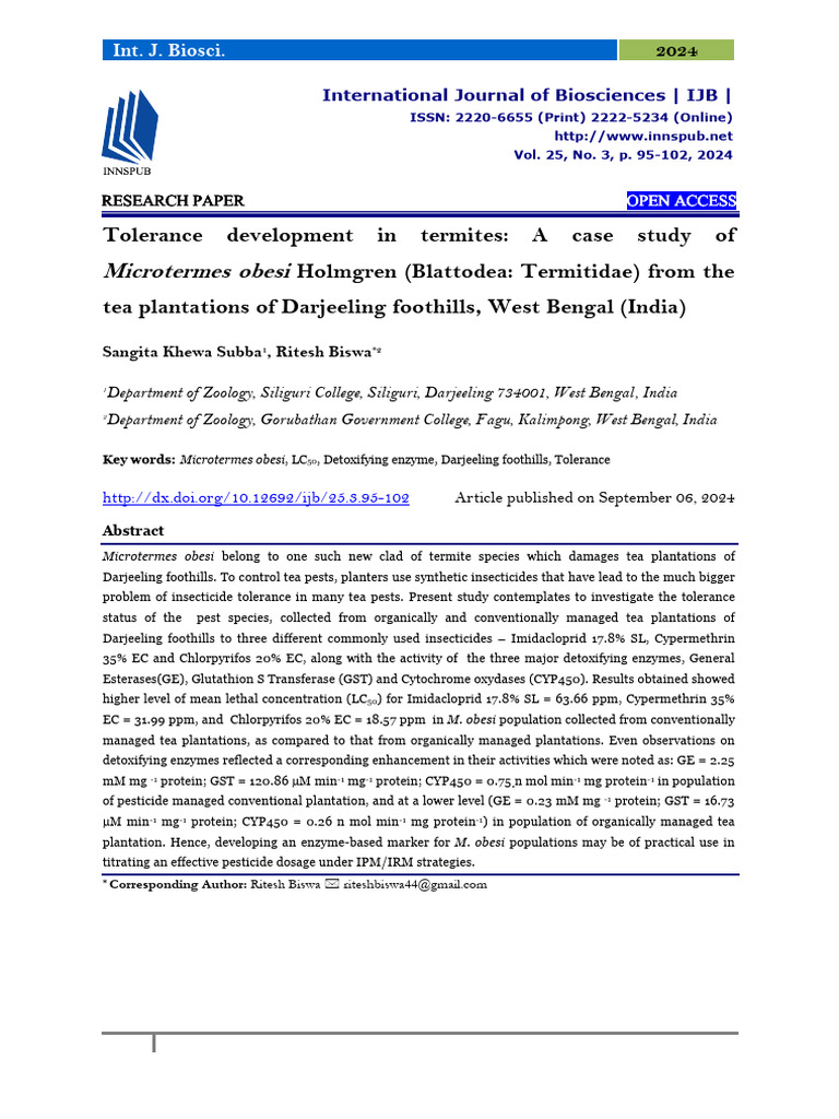 Microtermes Obesi | PDF | Pest (Organism) | Cytochrome P450