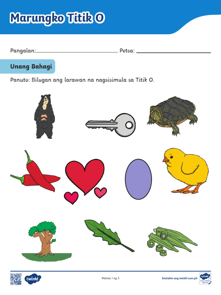 Marungko Worksheet - Titik O | PDF