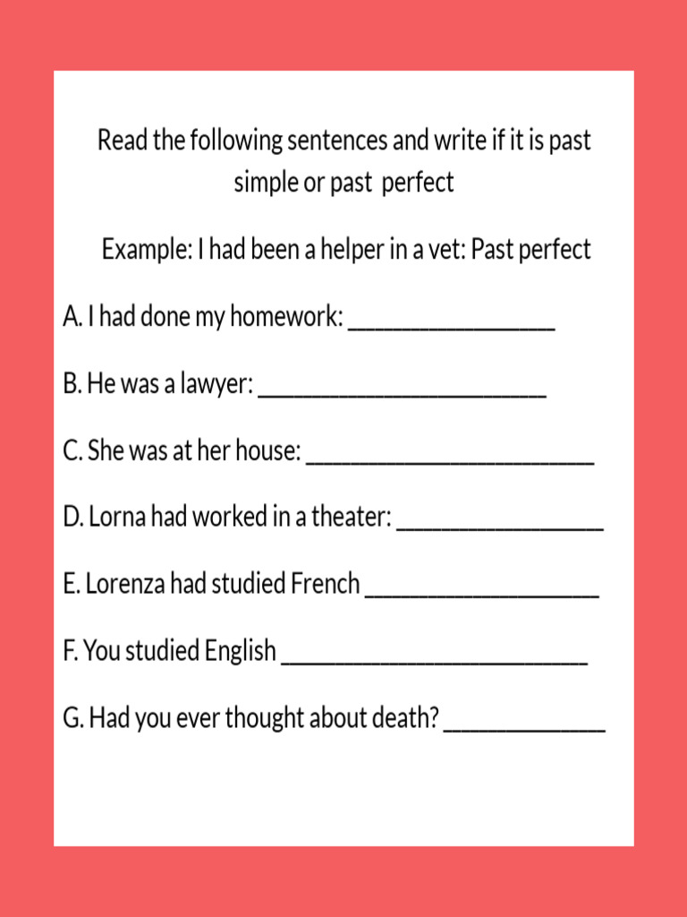 Past Perfect Exercise | PDF