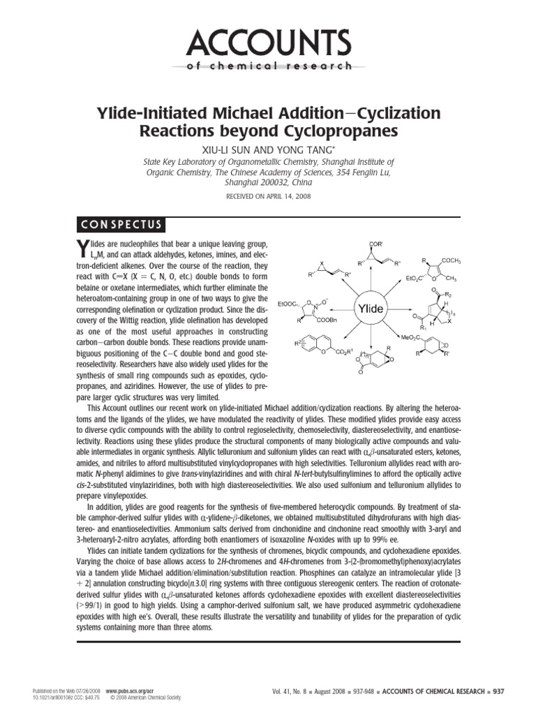 Ylide-Michael Addition-Cyclisation | PDF | Chemical Reactions | Alkene