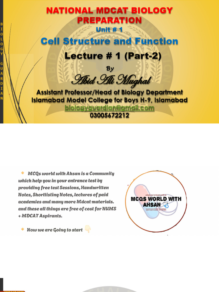 Cell Structure and Function Notes by Biology Guardian - MCQs World ...