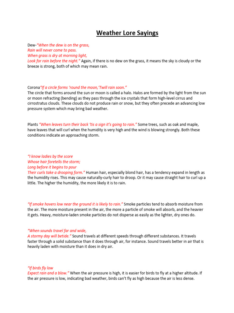 Weather-Lore-Sayings1 | PDF