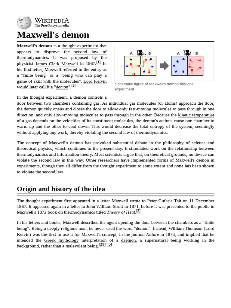 Maxwell's_demon | PDF | Physics | Physical Chemistry