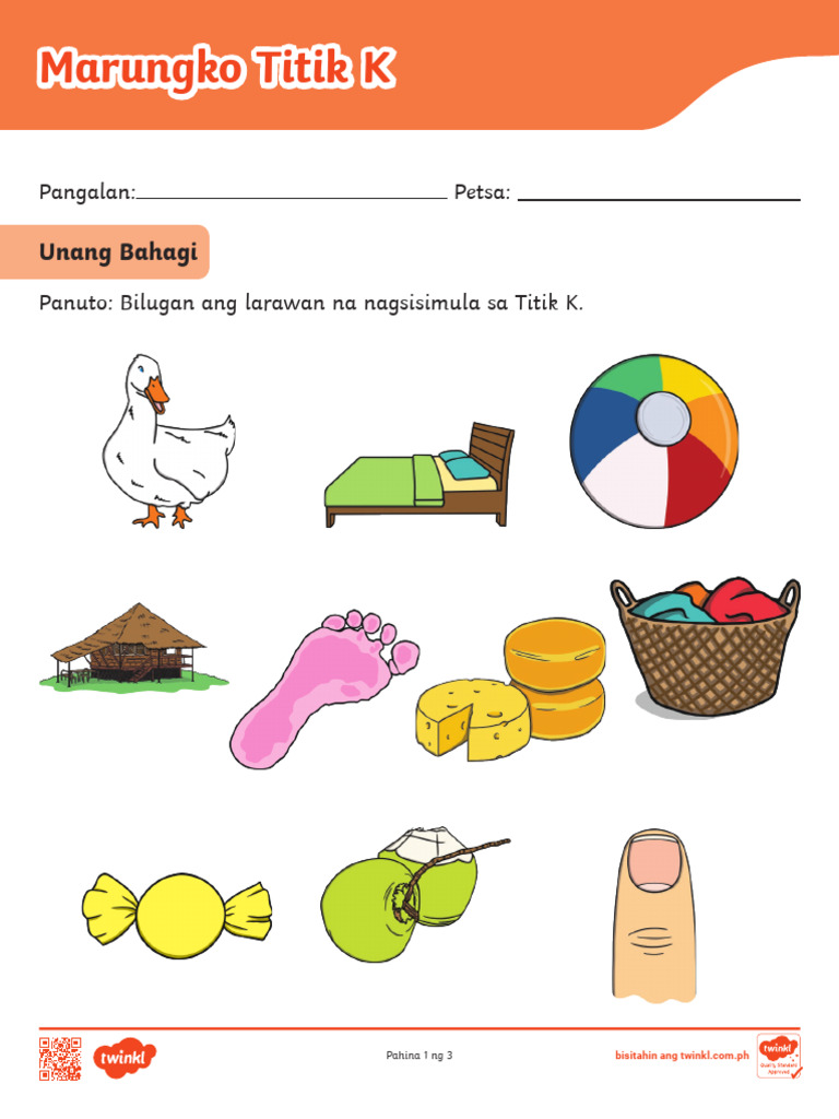 Marungko Worksheet - Titik K | PDF