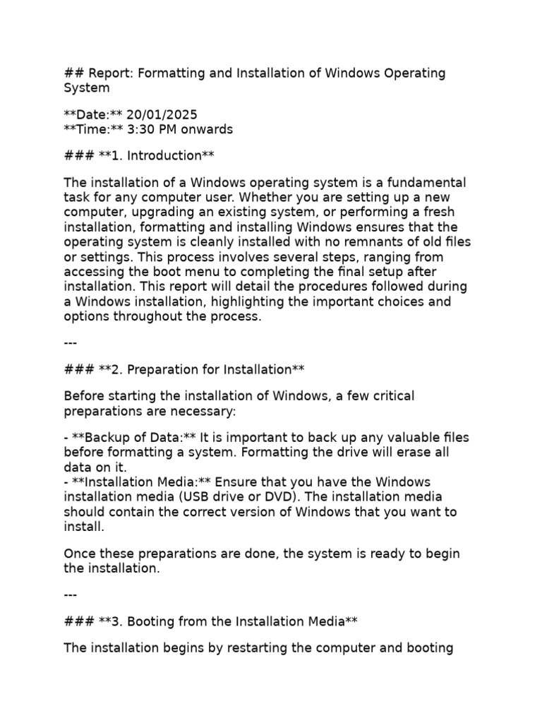 ## Report Formatting and Inst | PDF | Booting | Installation (Computer Programs)