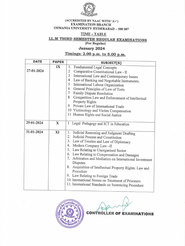 Examnotifications-Third Sem 2024 | PDF