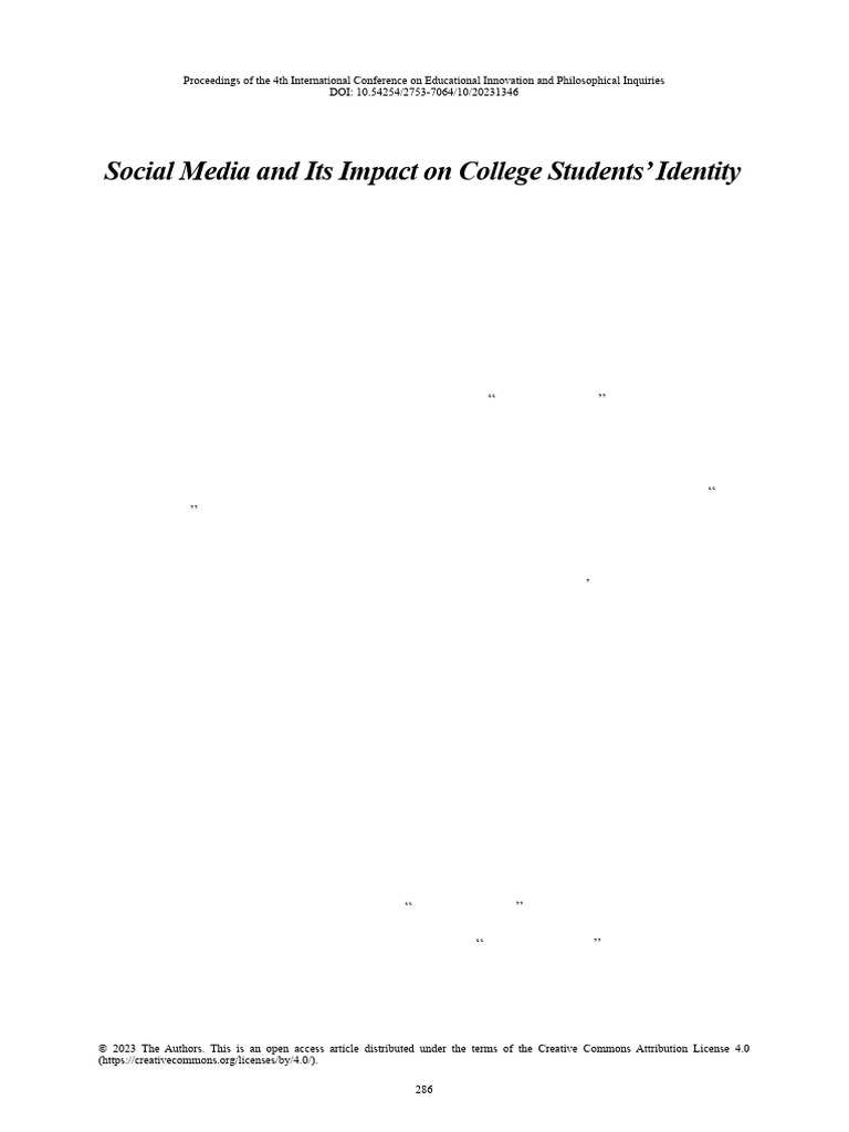 Social Media and Its Impact On College Students Id | PDF | Identity ...