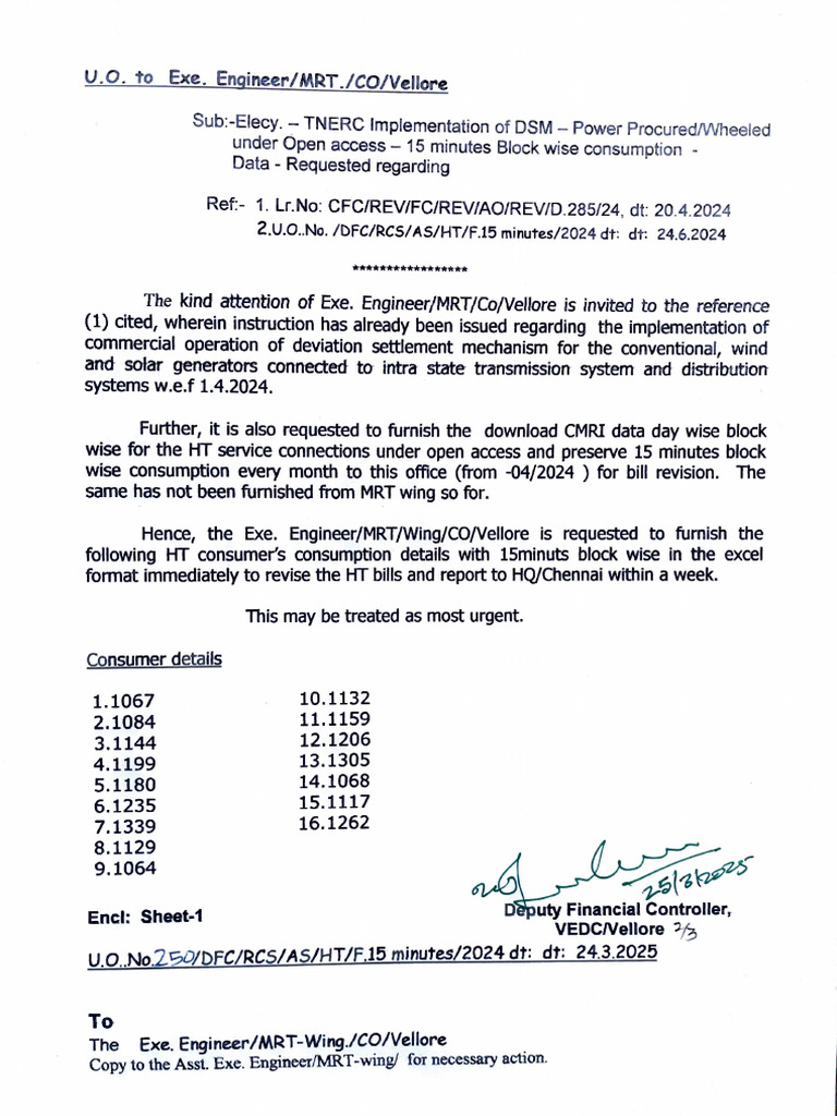 DSM Implementation Data Request for HT Consumers | PDF