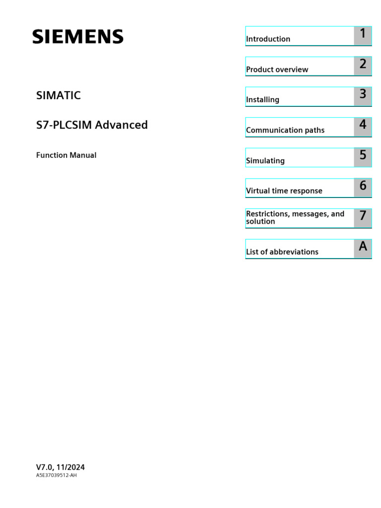 S7-Plcsim Advanced Function Manual | PDF | Computer Program | Programming