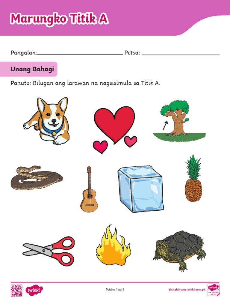 Marungko Worksheet - Titik A | PDF
