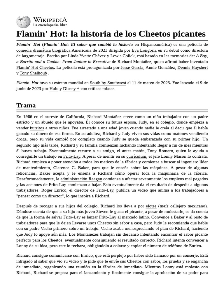 Flamin' Hot La Historia de Los Cheetos Picantes | PDF