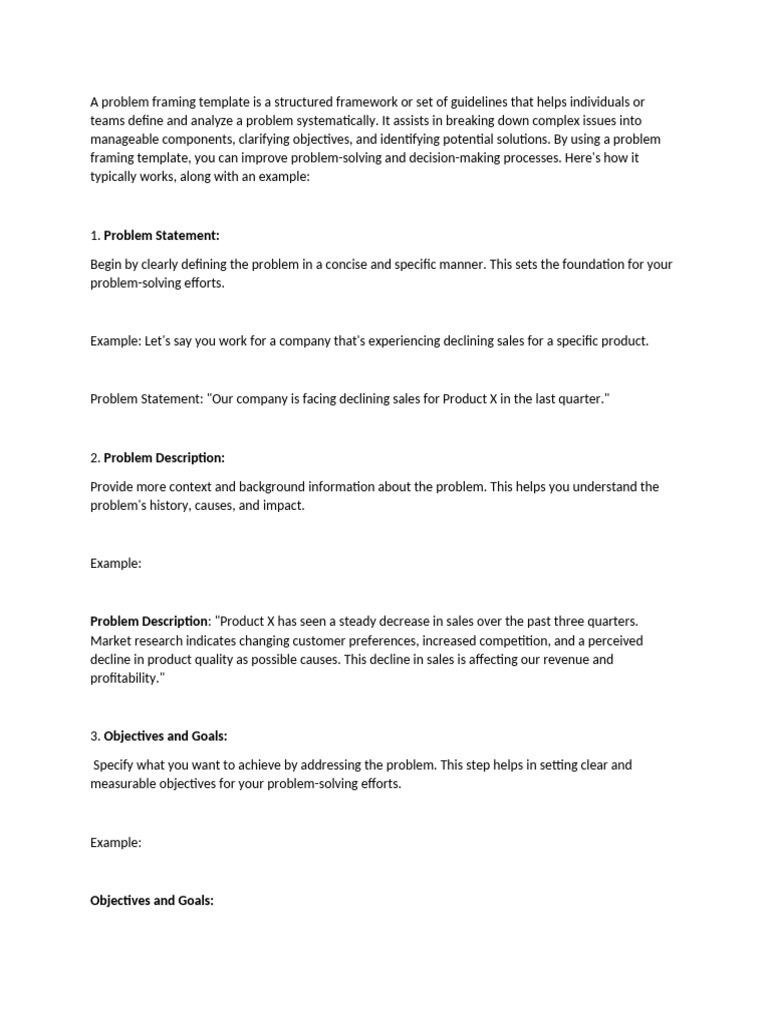 Problem Framing Template FRS (1) | PDF | Marketing | Information