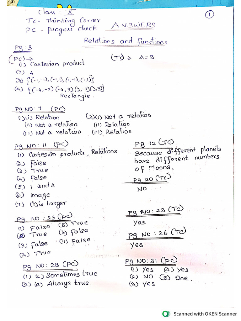 10th Math Progress Check, Thinking Corner | PDF