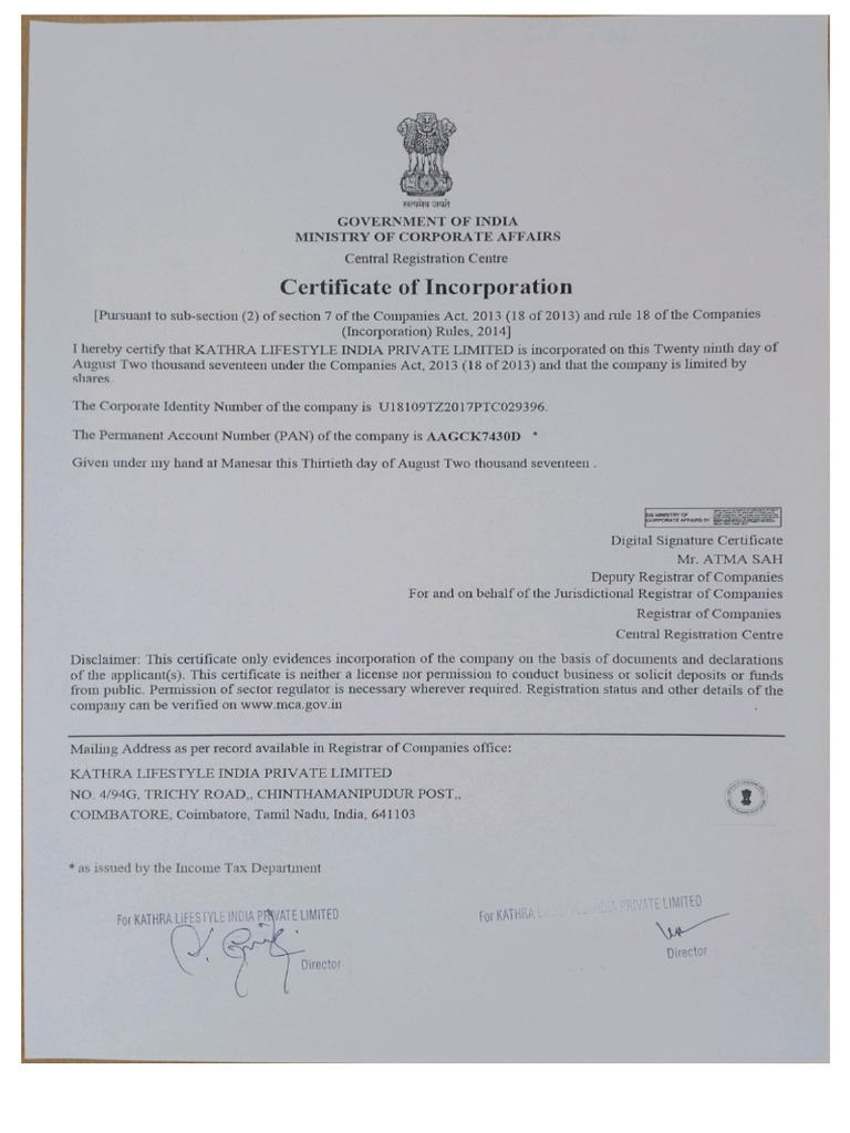 COI Kathra Lifestyle | PDF