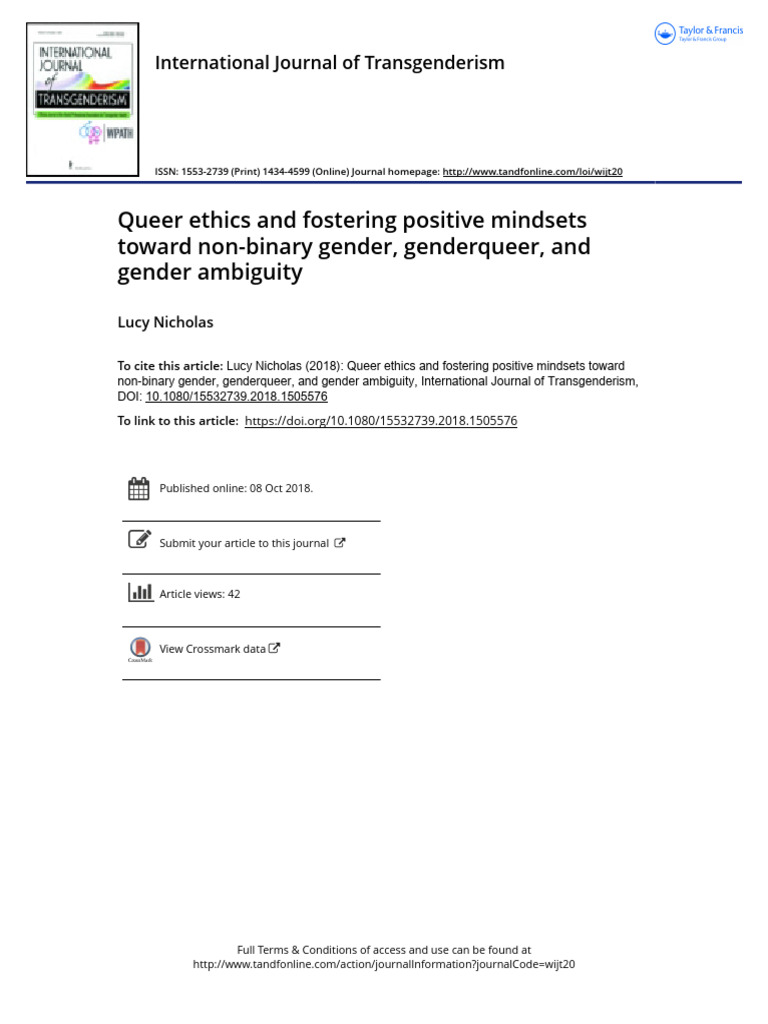 Queer Ethics and Fostering Positive Mindsets Toward Non-Binary Gender ...