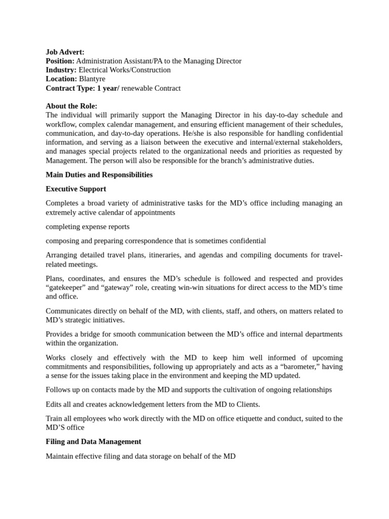 Admin and Personal Assistant | PDF | Business