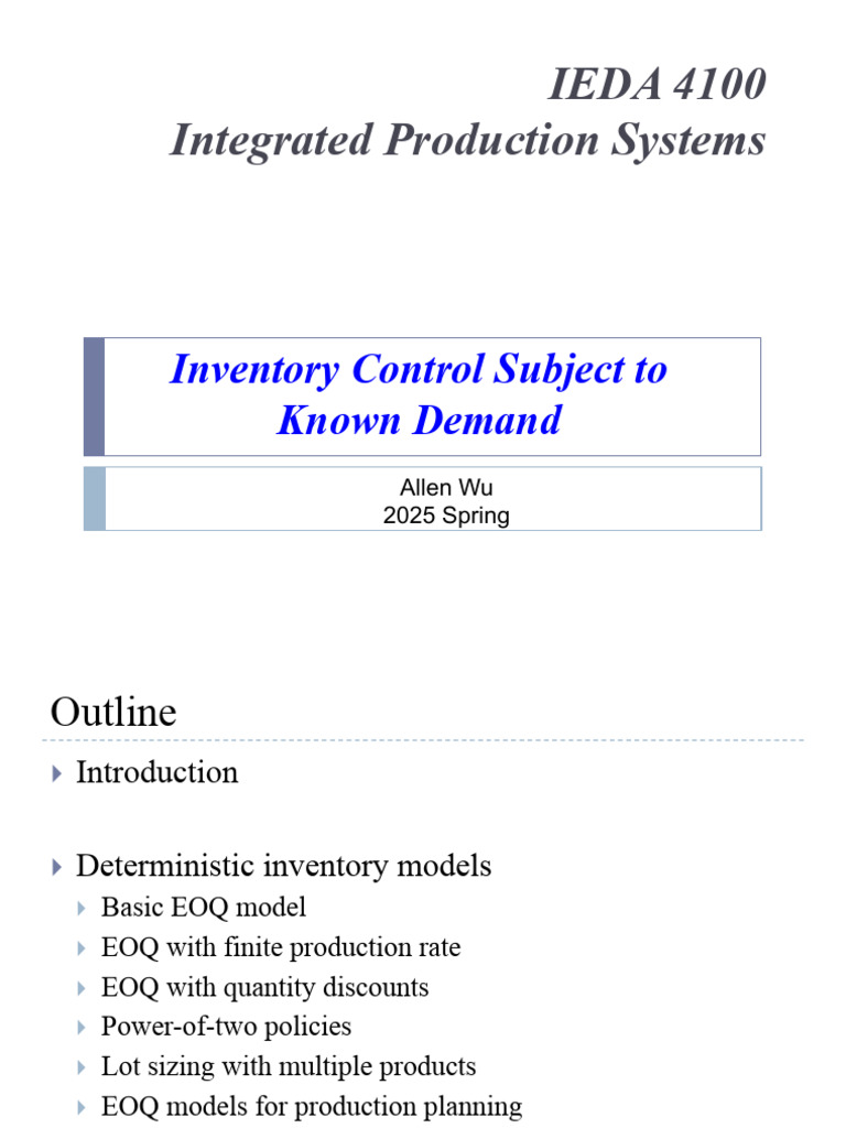 L3 Deterministic Inventory | PDF | Inventory | Demand