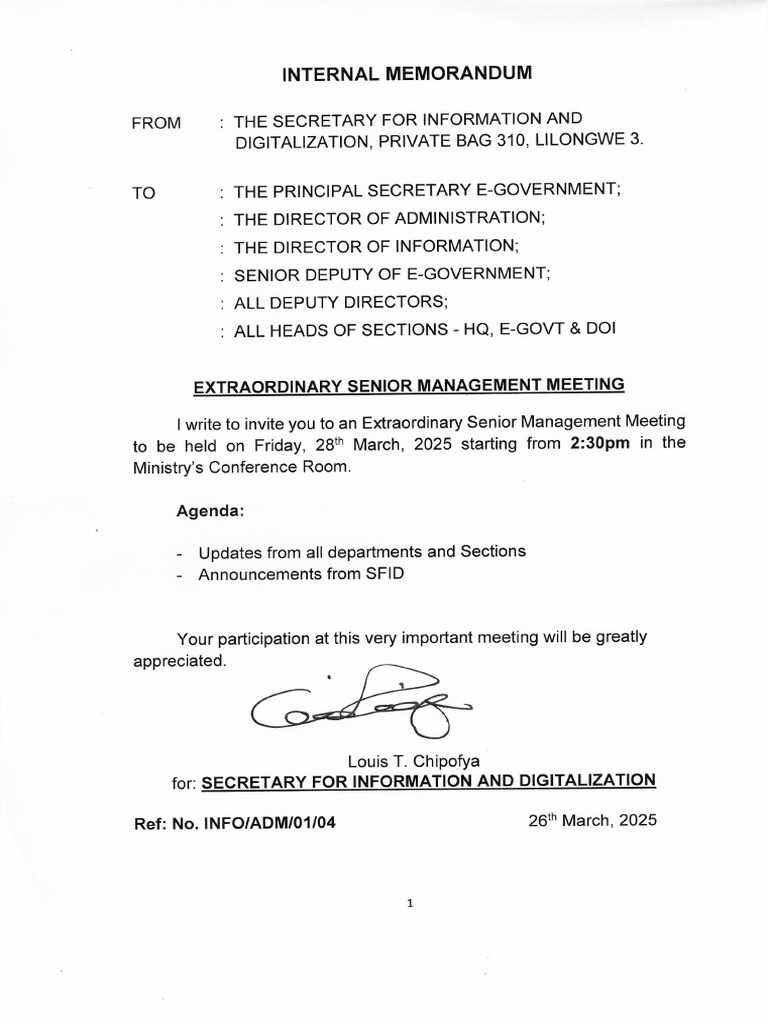 EXTRAORDINARY SENIOR MANAGEMENT MEETING | PDF