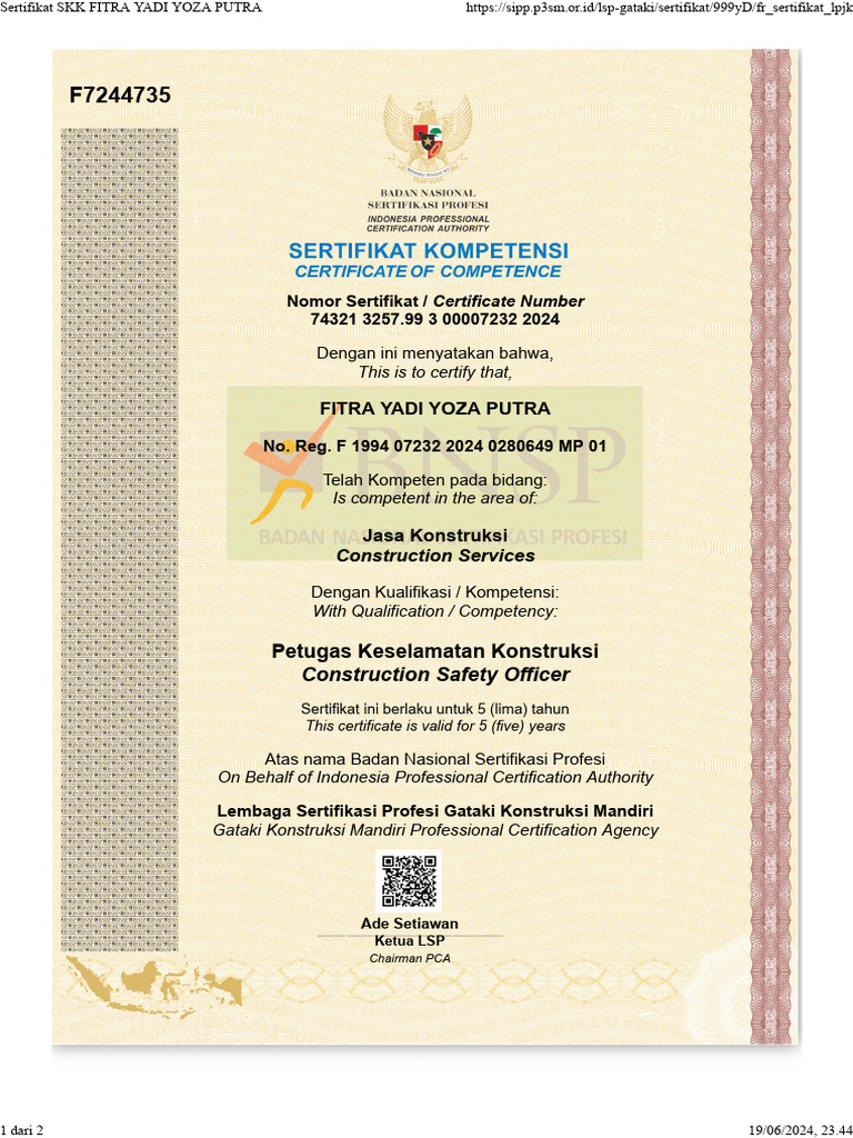 K3 3 SKK Fitra Yadi Yoza Putra | PDF